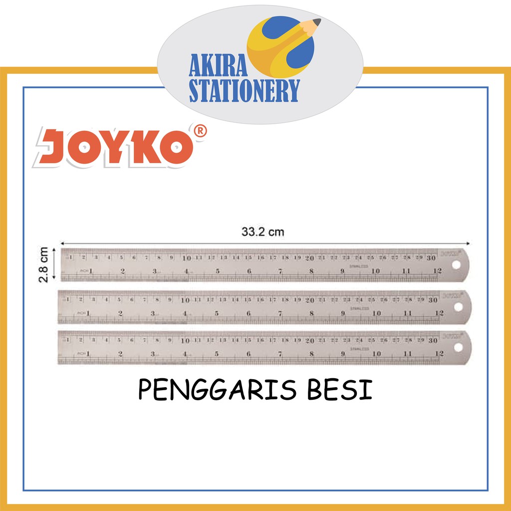 Jual Penggaris Besi JOYKO RL ST 30 cm / Mistar Pendek 30 Sentimeter / Stainless Steel Ruler RL ...