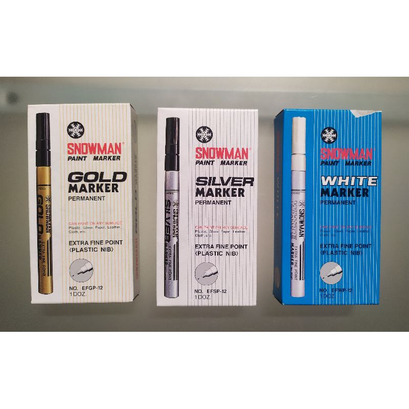Jual Snowman Spidol Silver EFSP-12 - Spidol Permanent - Spidol Silver ...