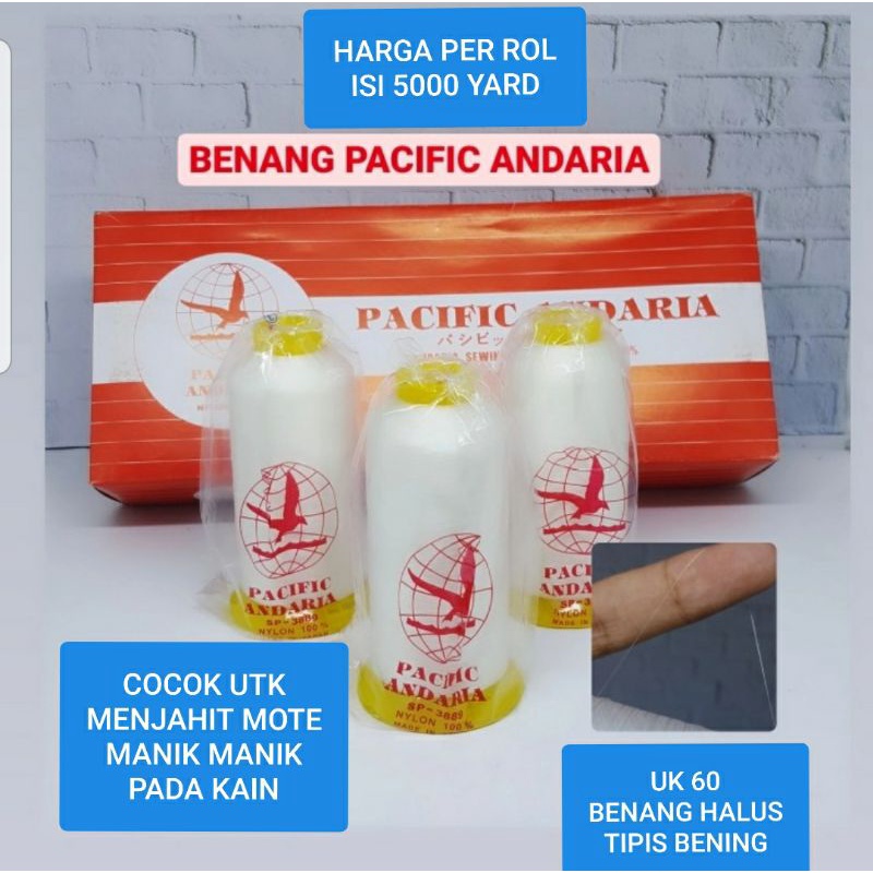 Jual PACIFIC ANDARIA BENANG SENAR KENUR NYLON TIPIS TRANPARAN BENING ...