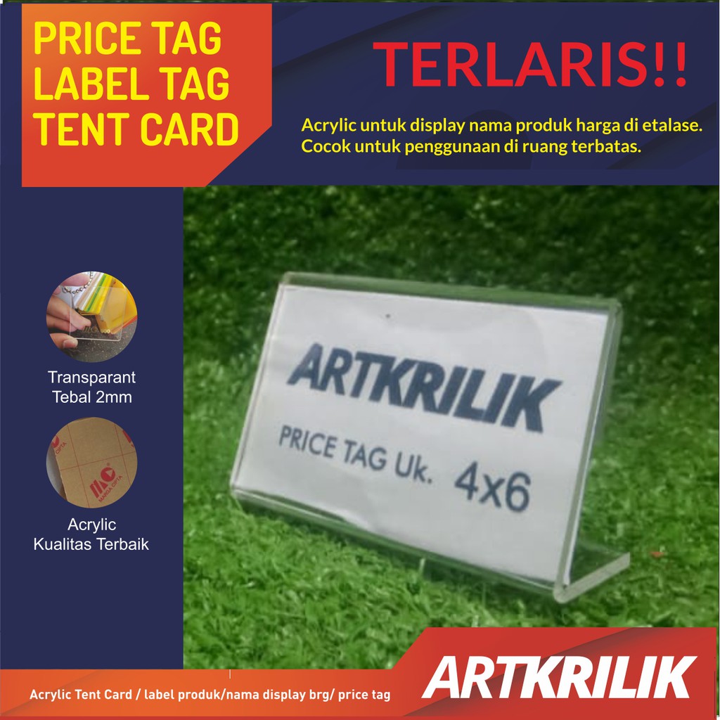 Jual PRICE TAG AKRILIK RAK STAND DISPLAY LABEL HARGA PRODUK UK 4 X 6 CM ...