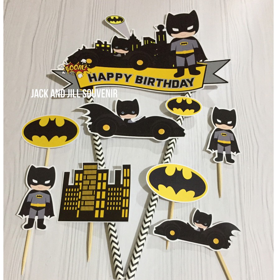 Jual cake topper batman kids - banner topper cake - tusukan kue happy ...