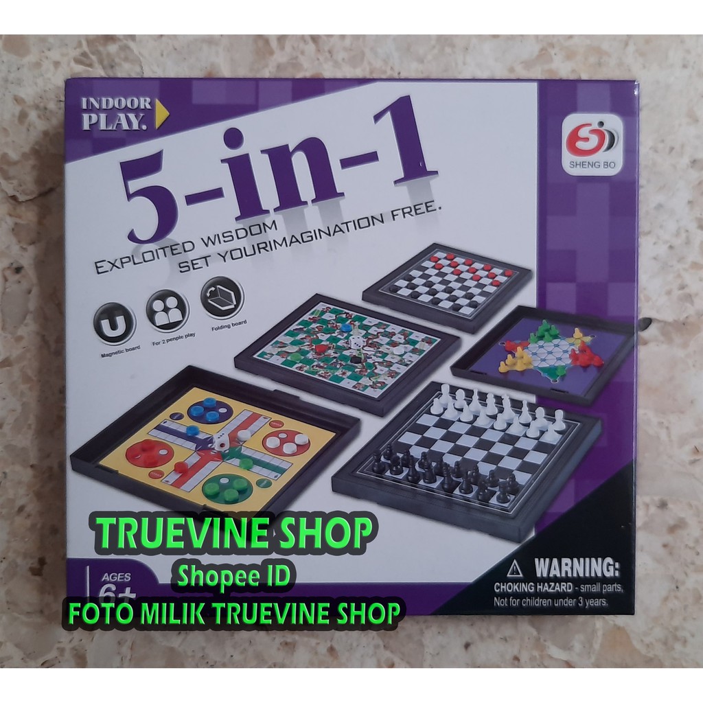 Jual Magnetic 5In1 Board Games (Catur, Halma, Ular Tangga, Ludo ...