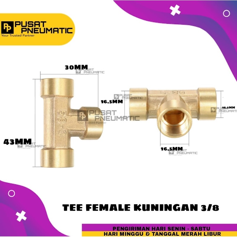 Jual Nepel Tee / Tee kuningan Female drat 3/8" | Shopee Indonesia