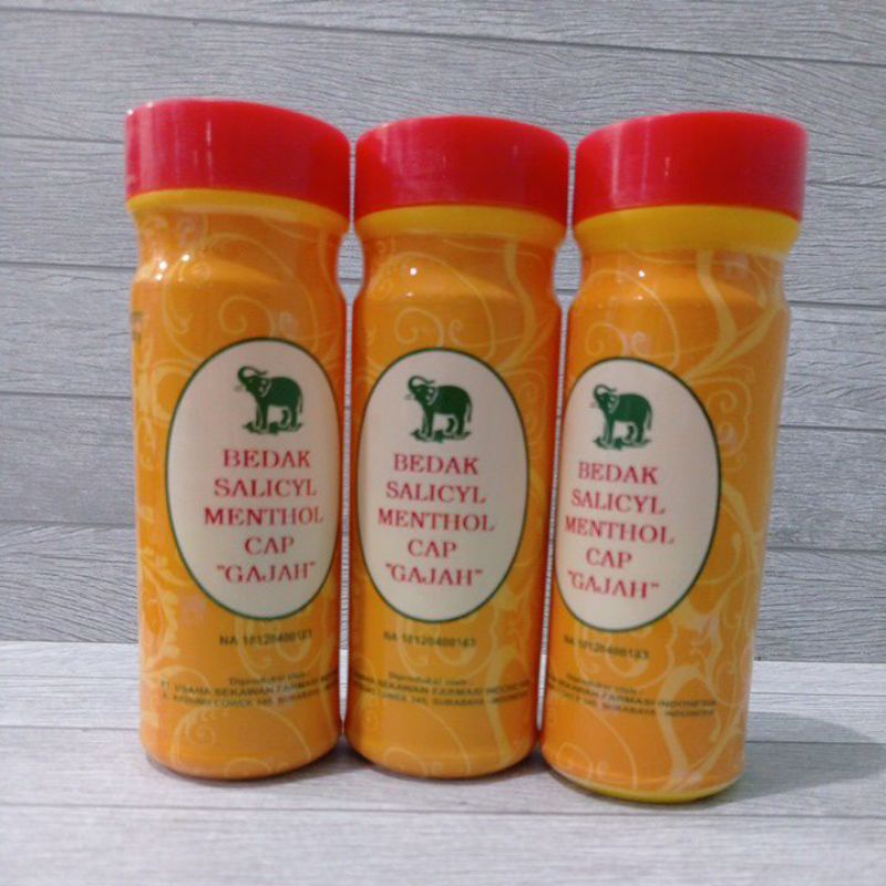 Jual Bedak Salicyl Cap gajah menthol Botol Orange | Shopee Indonesia