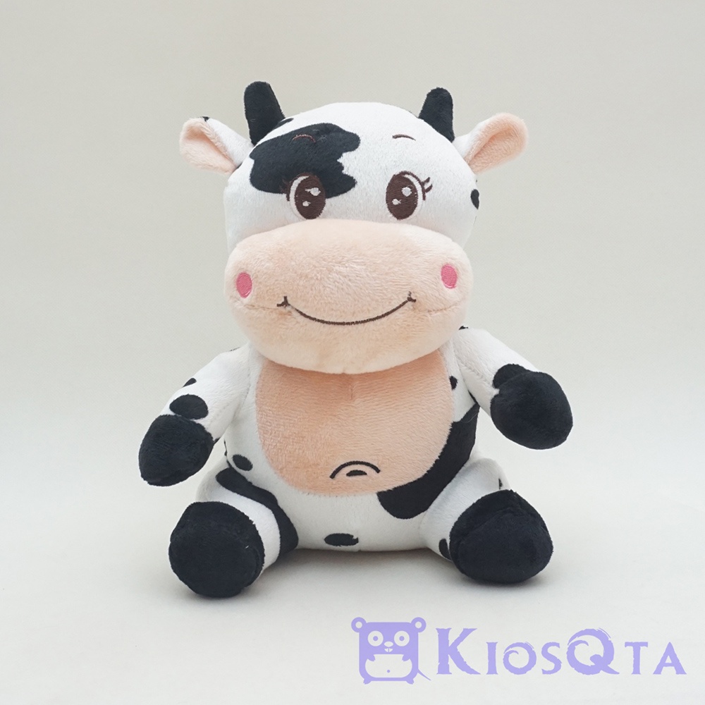 Jual boneka sapi lucu cute sitting cow senyum hitam putih small ...