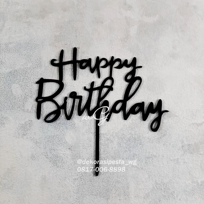 Jual Topper Cake / Hiasan Kue - Happy Birthday - Motif C - Warna Hitam ...
