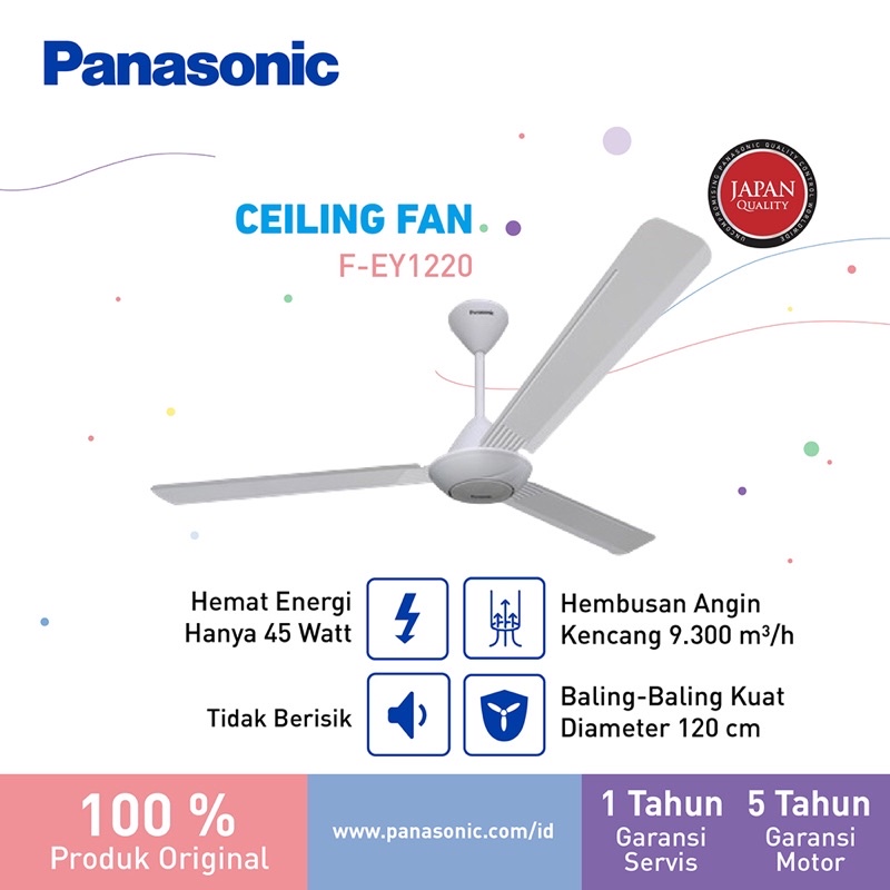 Jual ceiling fan panasonic 48 inch white wall control kipas baling ...