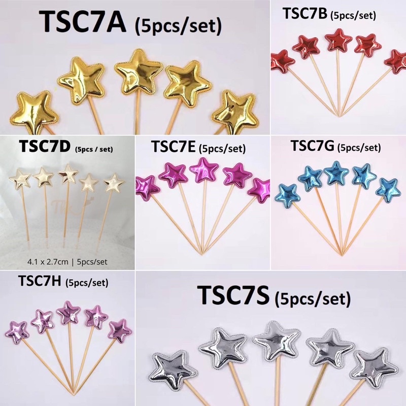 Jual TSC - Hiasan Tusukan Kue Cake Topper Hati Crown Mahkota Bintang | Shopee Indonesia
