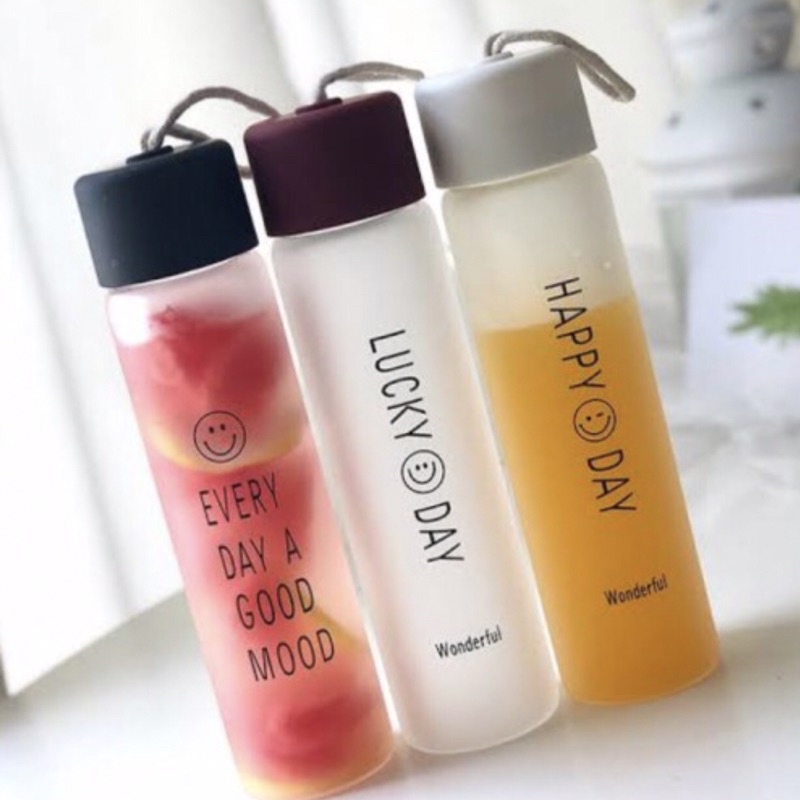 Jual Botol Minum Kaca Doff 350Ml / Botol Aestetik / Botol Minum Korea ...