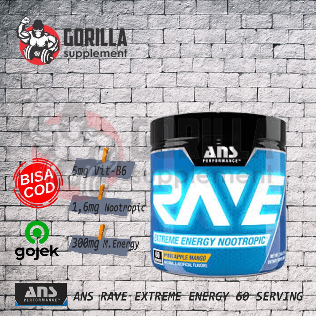 Jual ANS RAVE 60 Serving Preworkout Nitric PWO | Shopee Indonesia