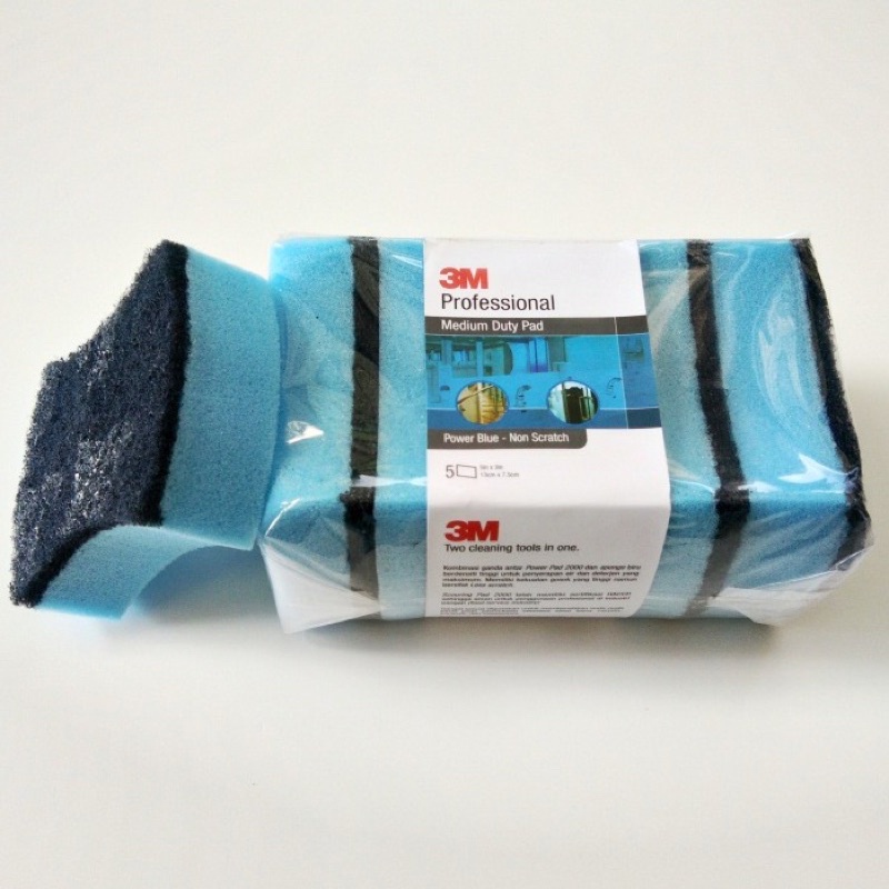 Jual 3M POWER BLUE MEDIUM DUTY PAD SPON CUCI SCOTCH BRITE 2000 - PER 1 ...