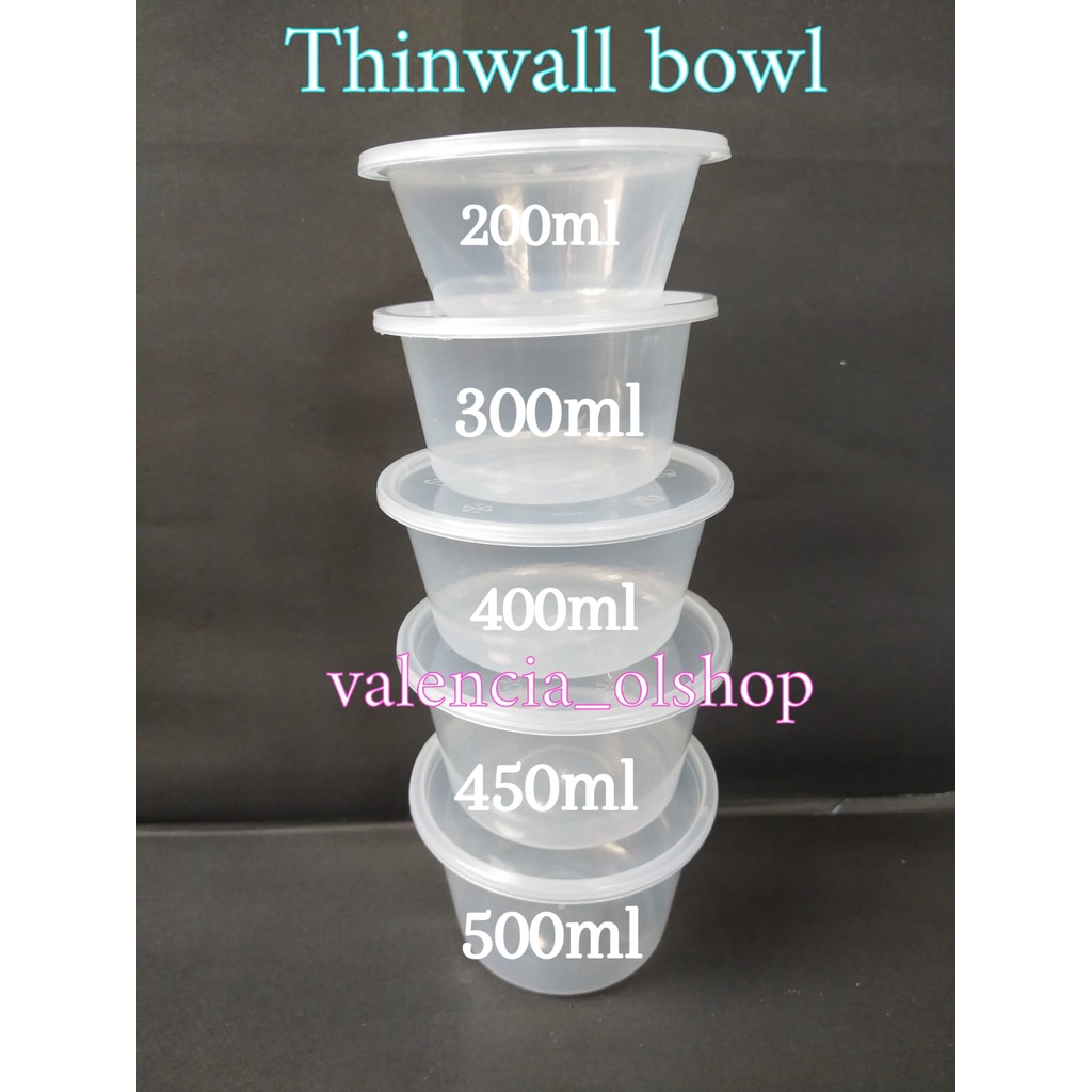 Jual Thinwall Bowl 200ml-300ml-400ml-450ml-500ml isi 25pcs | Shopee Indonesia