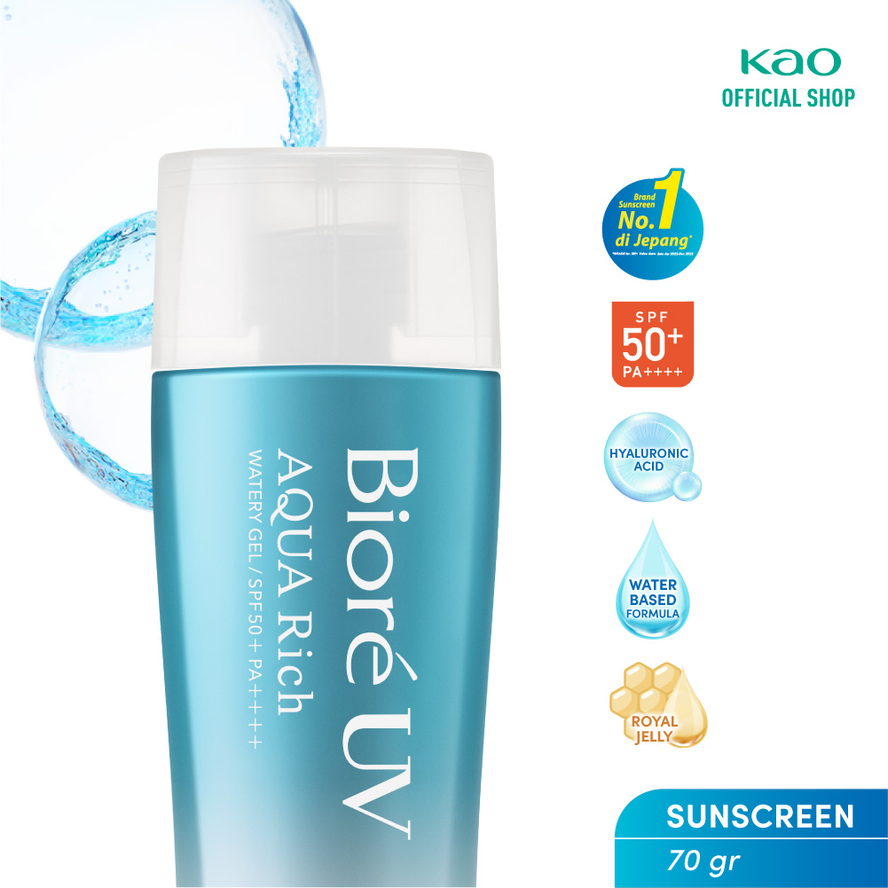 Jual Biore UV Aqua Rich Sunscreen Watery Gel SPF 50 PA++++ 70gr | Shopee Indonesia