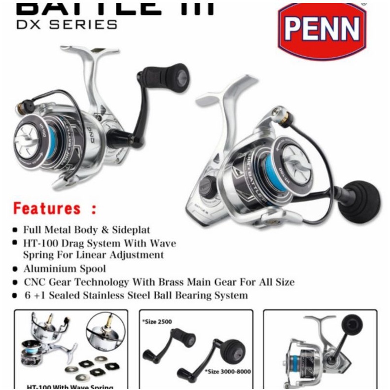 Jual reel penn battle lll atau iv type dx series silver 2500 3000 5000 ...