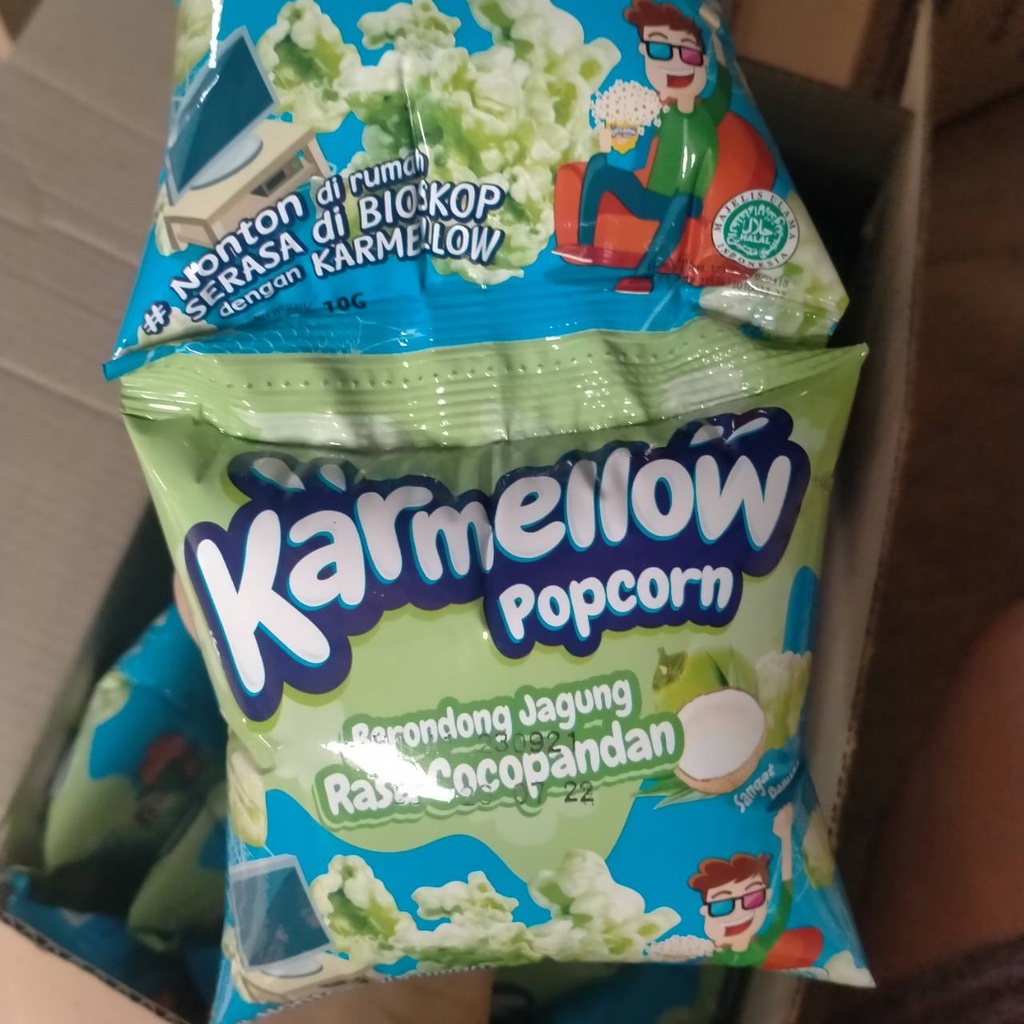 Jual KARMELLOW POPCORN 100g (10x10g) RASA KARAMEL & COCOPANDAN | Shopee ...