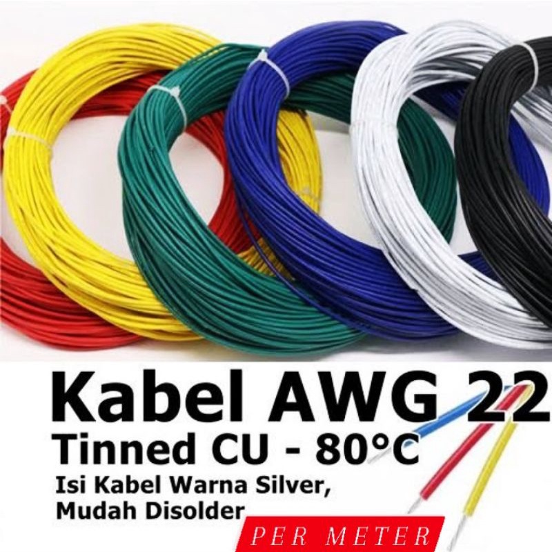 Jual KABEL MOTOR AWG 22 SERABUT PUTIH PER METER | Shopee Indonesia