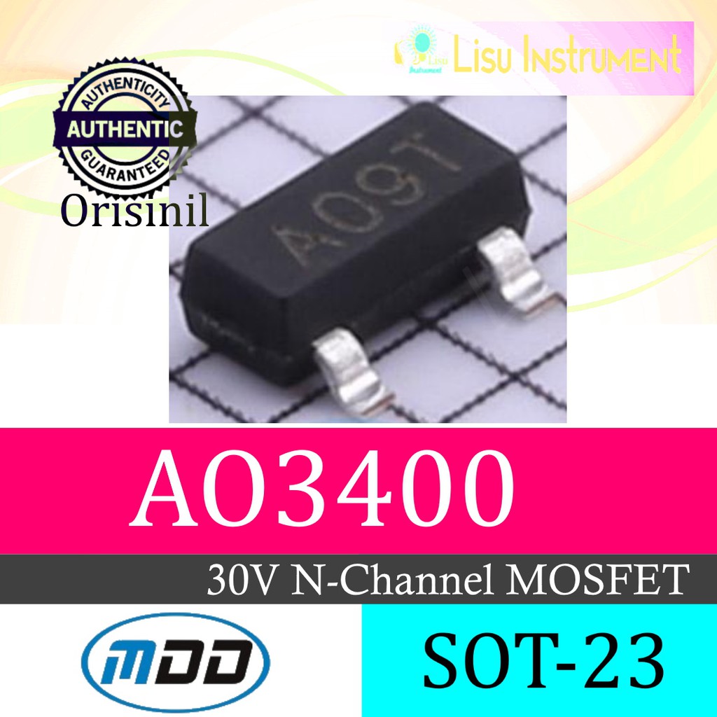 Jual AO3400 AO3400A A09T A01T, A0LA 3400 5.7A 30V N-Channel MOSFET Transistor SOT-23 | Shopee ...