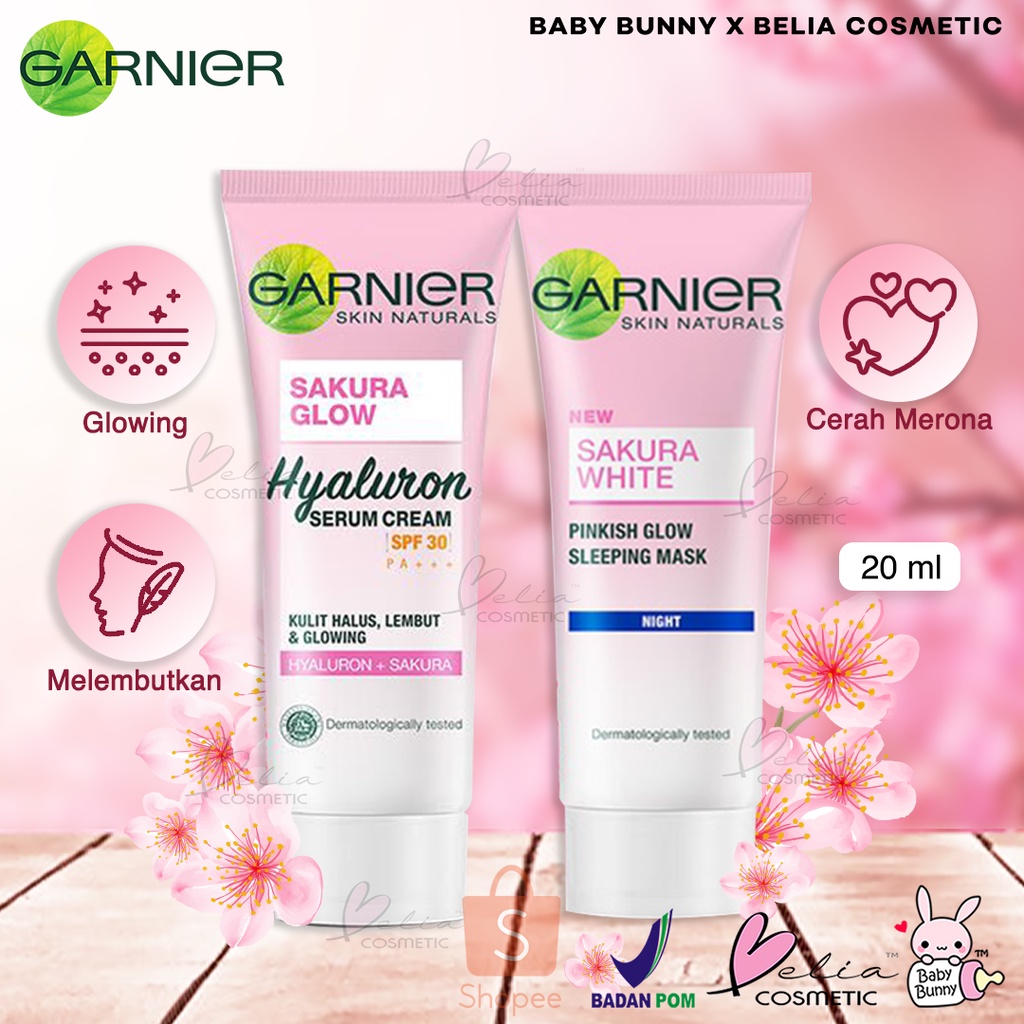 Jual BELIA Garnier Sakura Glow Hyaluron Serum Cream SPF 30 | Sleeping ...