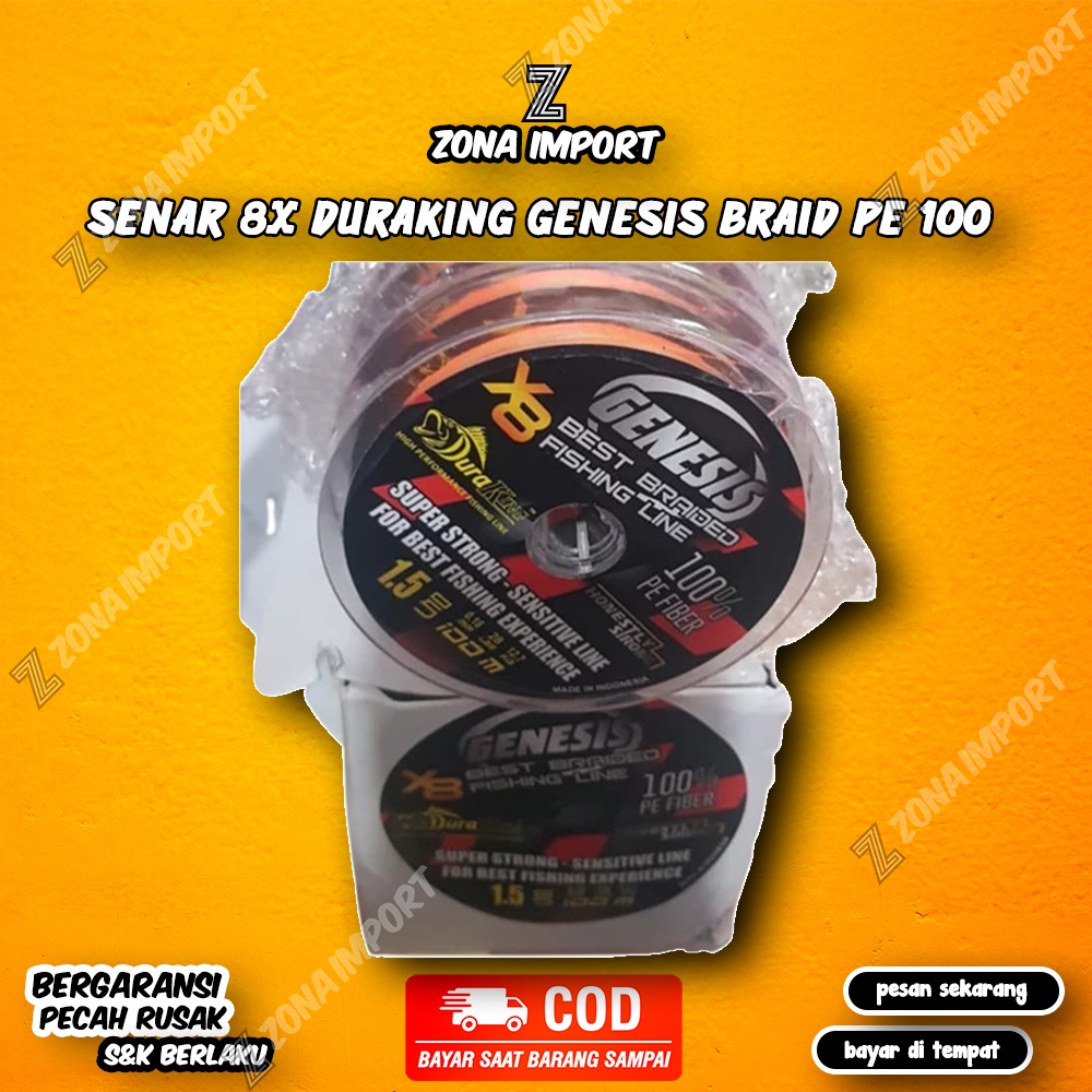 Jual Senar Pancing 8x Duraking Genesis Braid PE 100 Meter Anti Kerut ...