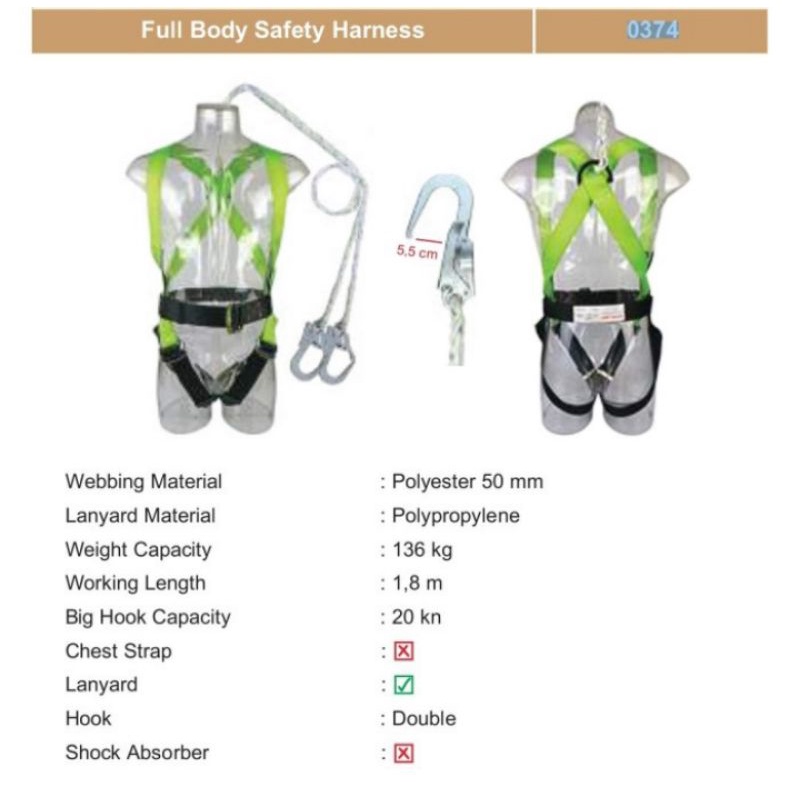 Jual BODY HARNESS DOUBLE HOOK (LANYARD) EXCELENT /VPRO WARNA HIJAU ...