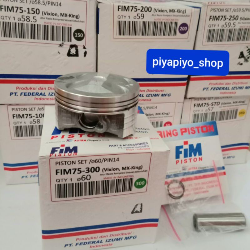 Jual PISTON KIT FIM 75 CUSTOM DOME MX KING,VIXION DAN R15 PIN 14 (STD ...