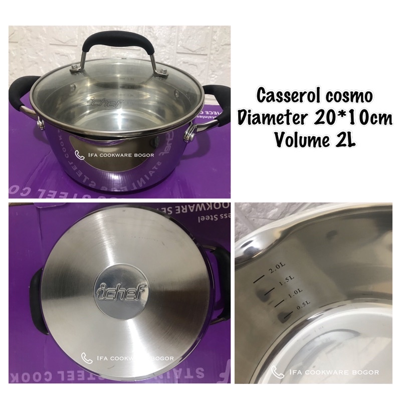Jual Casserol (panci) 20cm by Ichef (satuan cosmo set) | Shopee Indonesia