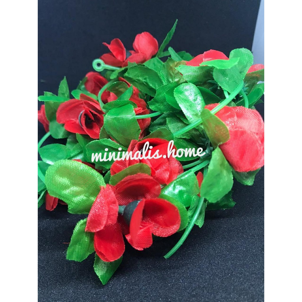 Jual Bunga Rambat Palsu Bunga Juntai Plastik Daun Imitasi Mawar Rose ...