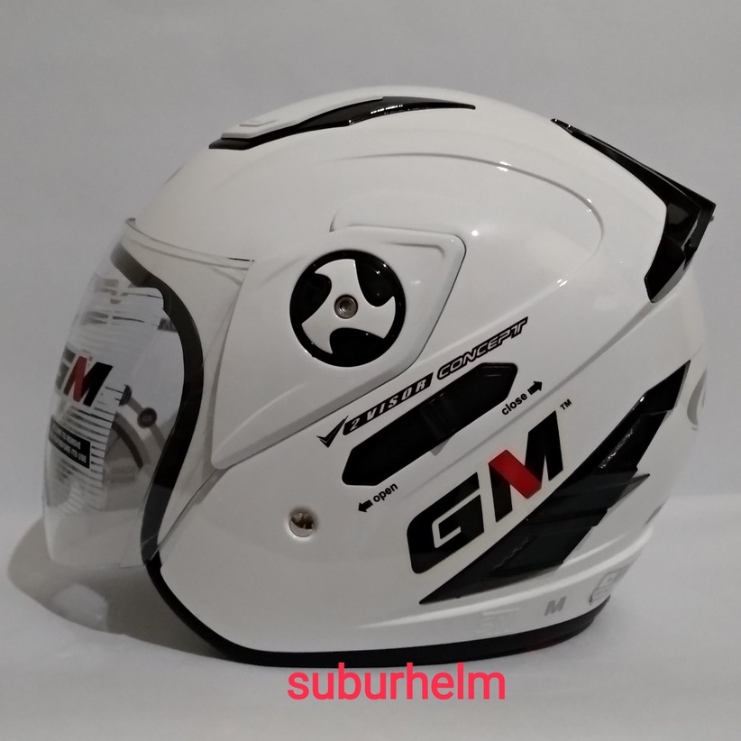 Jual HELM GM INTERCEPTOR SOLID WHITE DAN RED | Shopee Indonesia