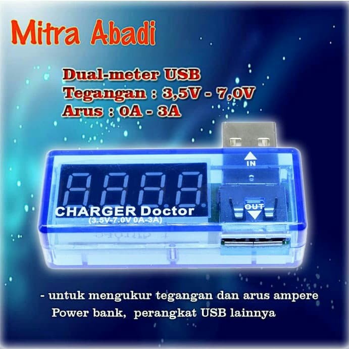 Jual Charger Doctor USB Dual Combo Voltmeter-Amperemeter 3A 3,5V-7V ...