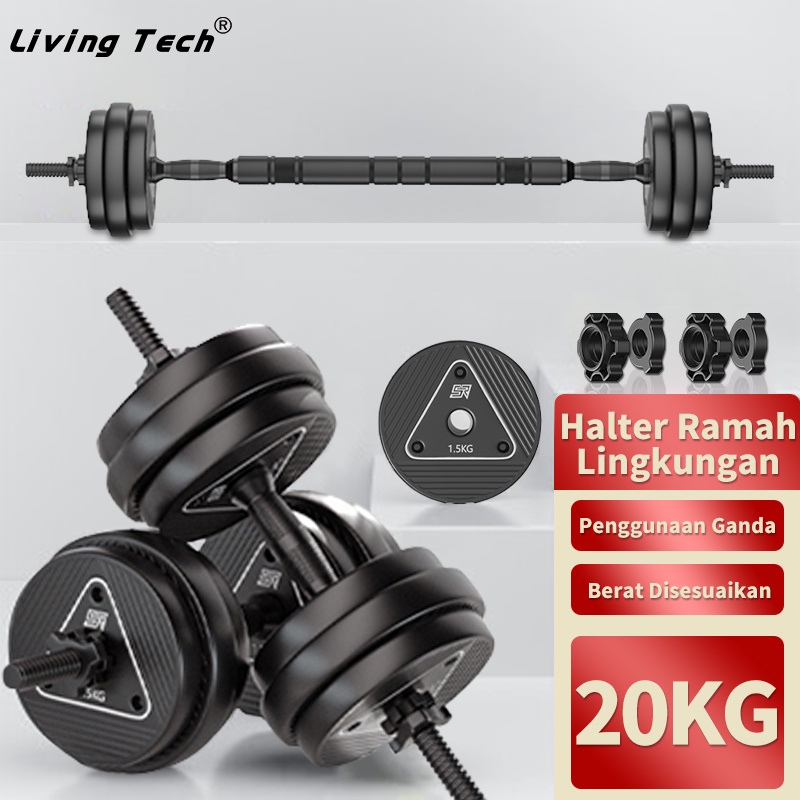 Jual Living Dumbbell 20KG /Dumbbell set peralatan fitness barbell set | Shopee Indonesia