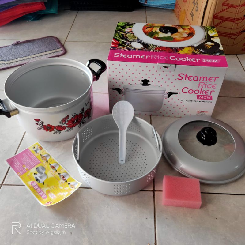 Jual Steamer rice cooker/kukusan tutup kaca panci panca guna 22, 24.26. ...