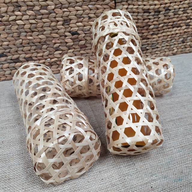 Jual KLONGSONG TEMPAT BOTOL anyaman bambu packaging sirup marjan ...