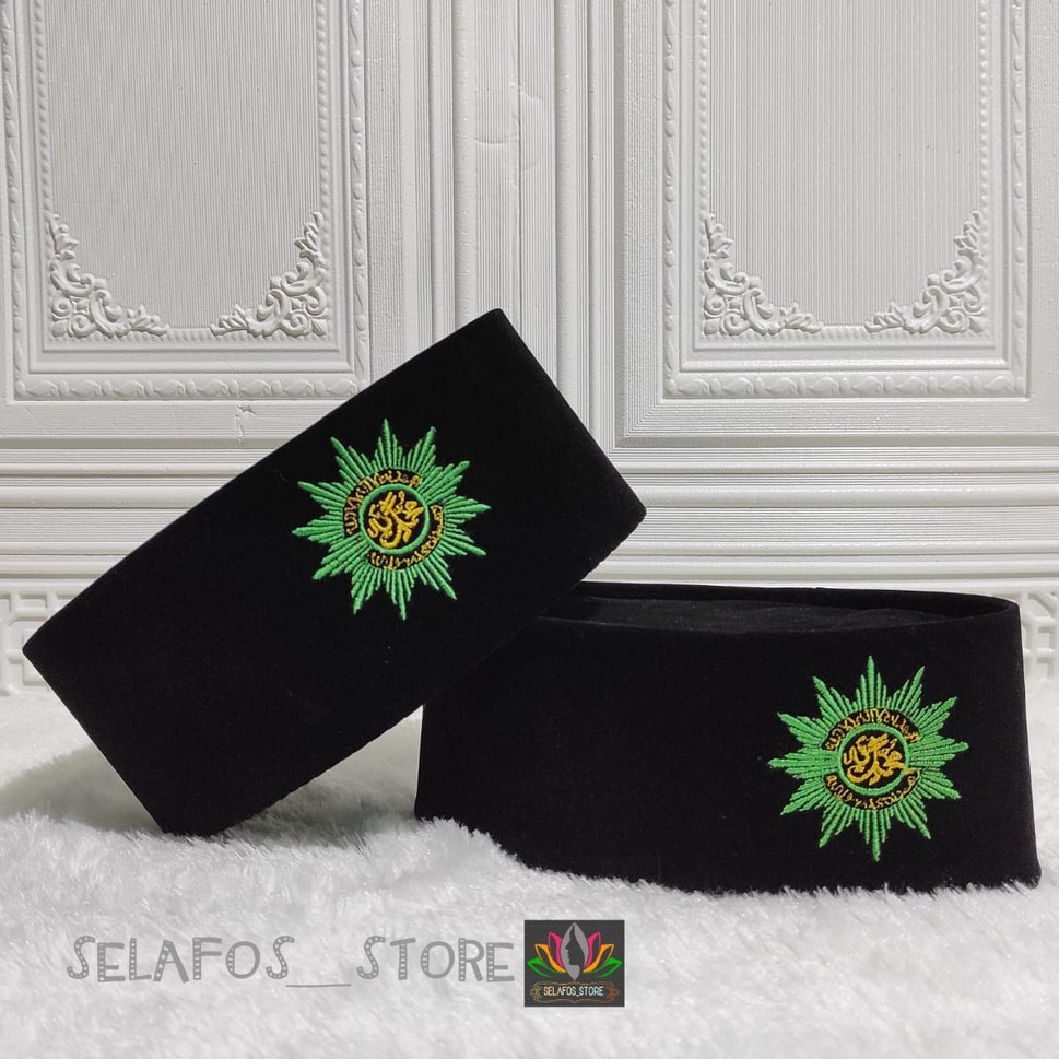 Jual PECI SONGKOK KOPIAH HITAM MOTIF BORDIR MUHAMMADIYAH TINGGI 9CM ...