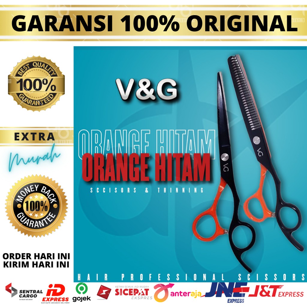Jual Gunting Set VG ORANGE HITAM Gunting Potong Penipis VG Barbershop ...