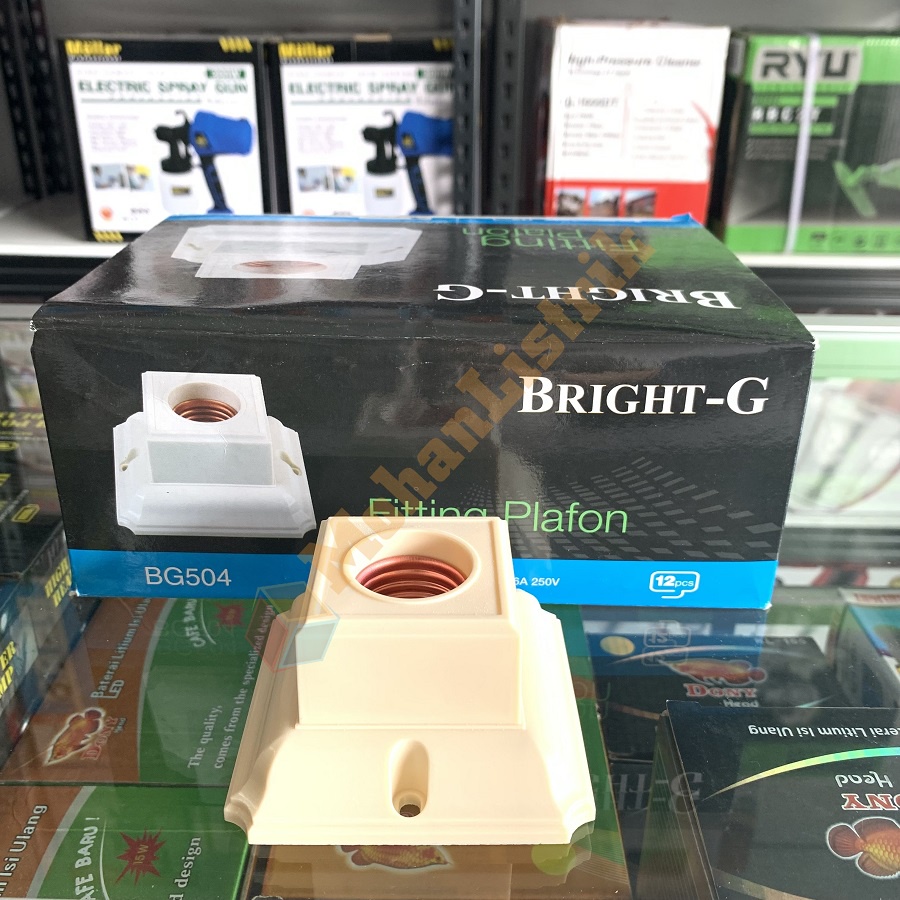 Jual Fitting Plafon Segi 4 Merk Bright G BG-504 BG 504 Warna Cream SNI | Shopee Indonesia