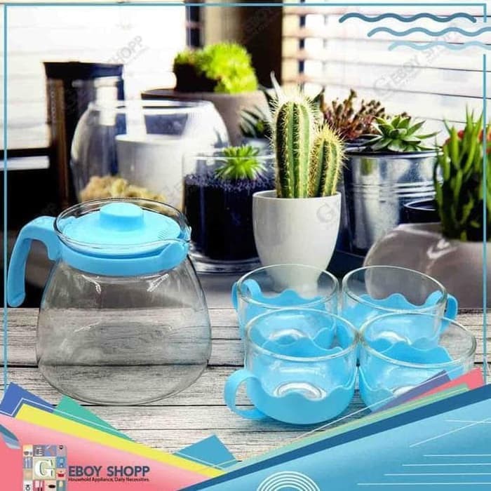 Jual Tea pot set 5 in 1 - teapod set 5in1 - teko gelas kaca gelas ...