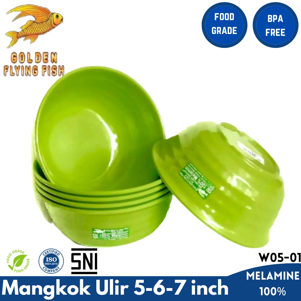 Jual Mangkok Ulir Melamin 5 6 7 inch Golden Flying Fish / Mangkuk Makan ...