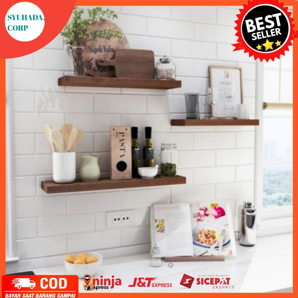 Jual Rak Dinding Ruang Tamu Ambalan Rak Kayu Minimalis Gantung/Hiasan ...