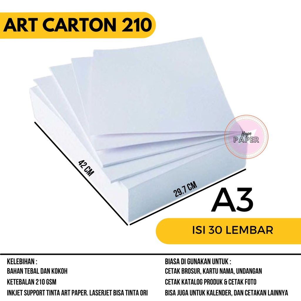 Jual Kertas Art Carton A3 210 gsm isi 30 lembar / Art Karton A3 210 gsm | Shopee Indonesia