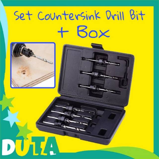 Jual Mata Bor Countersink 7pcs Dengan Box Hitam HSS Drill Bit Set ...