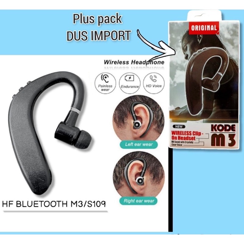 Jual Headset bluetooth M3 Clip on Bluetooth Earphone Universal | Shopee ...