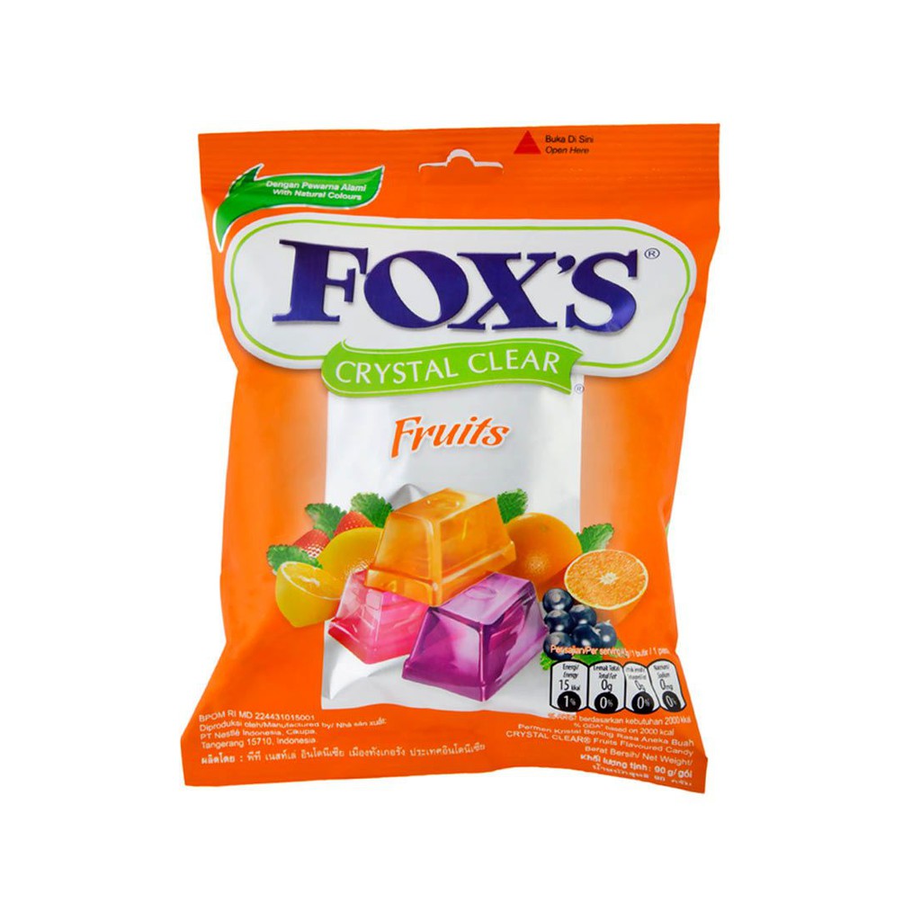 Jual Permen FOX'S FOX FOX'S Crystal Clear Fruits Bag 90g isi bentuk ...