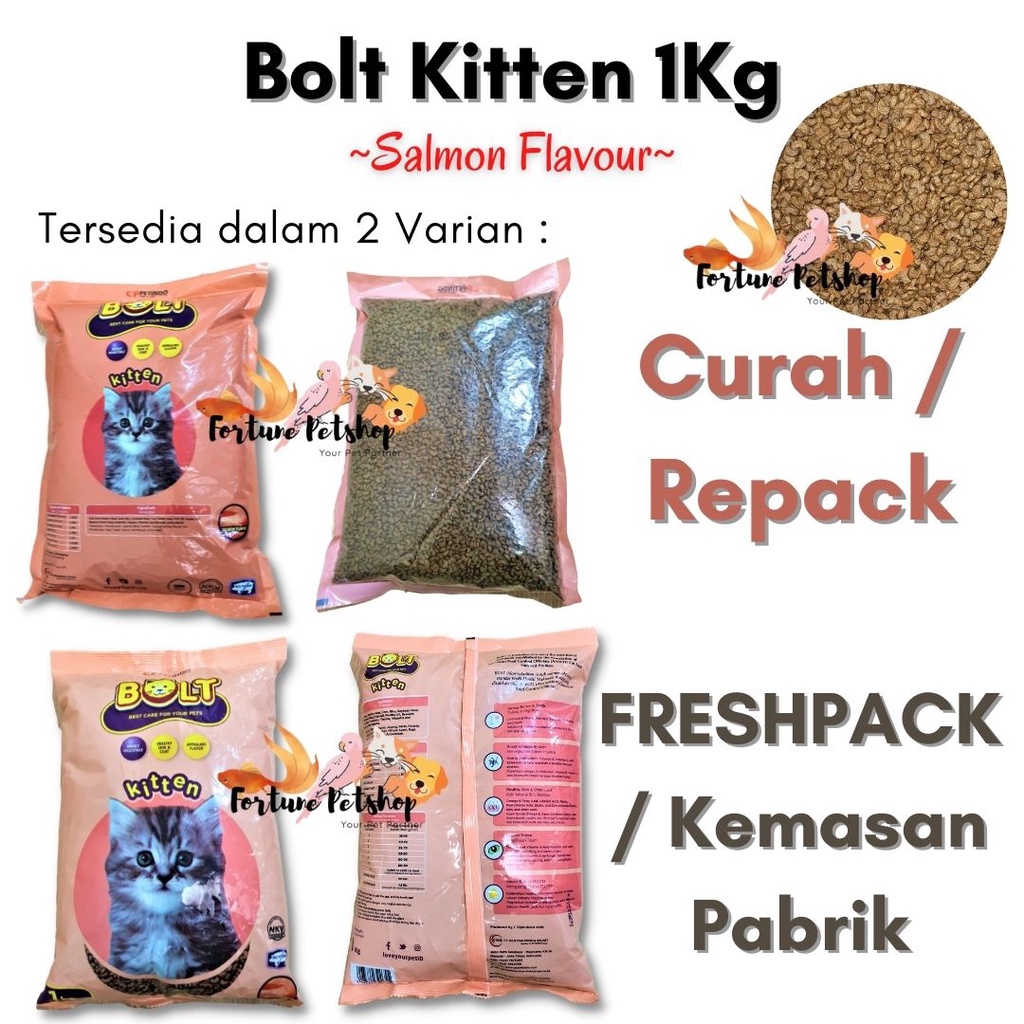 Jual BOLT KITTEN 1KG REPACK & FRESHPACK Salmon Flavour 1 Kg Makanan ...