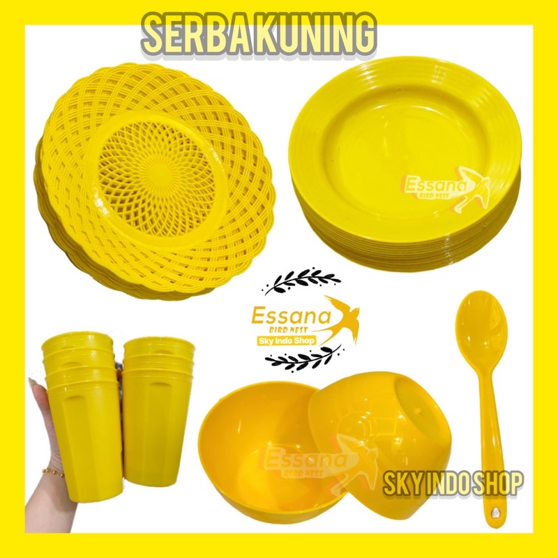 Jual ( Serba Warna Kuning ) Piring Bulat | Piring Rotan | Piring ...