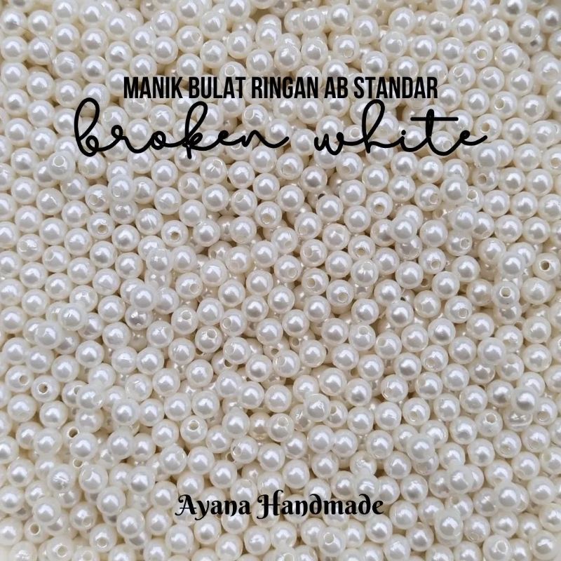 Jual 10g Manik Bulat Mutiara Manik Pearl Ringan Broken white ab dan white standar 4mm 6mm 8mm ...