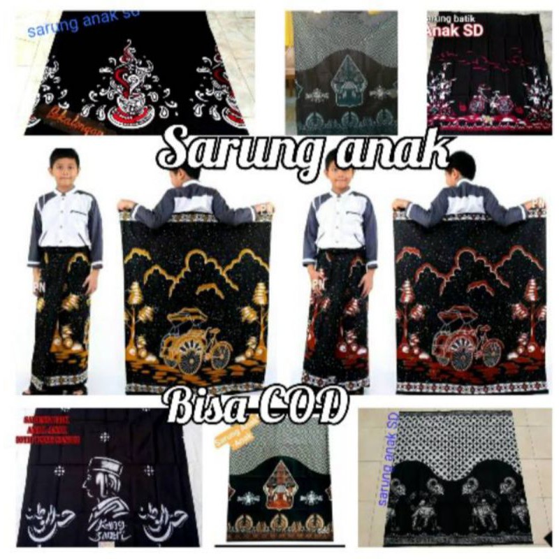 Jual Sarung Batik Anak Halus Motif Wayang Gunungan - Warna merah ...