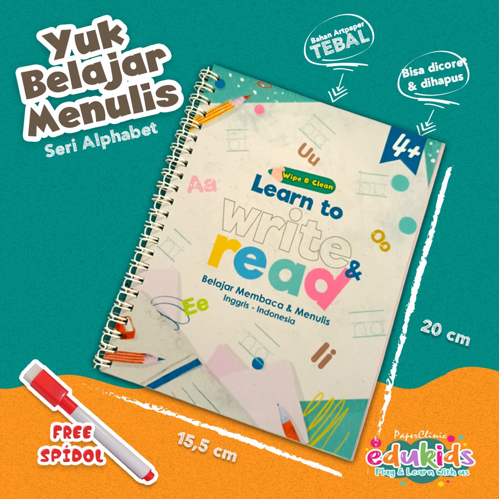 Jual Buku anak belajar menulis huruf alphabet wipe and clean magic book ...