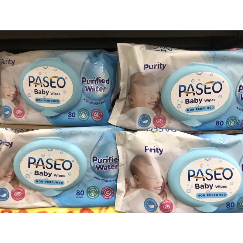 Jual Paseo Baby wipes purity purified Water non Perfumed 80sheet ...