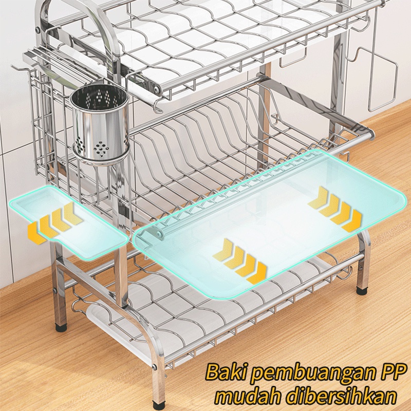 Jual Rak Piring Stainless Steel Rak Dapur Cuci Piring Wastafel Rak ...