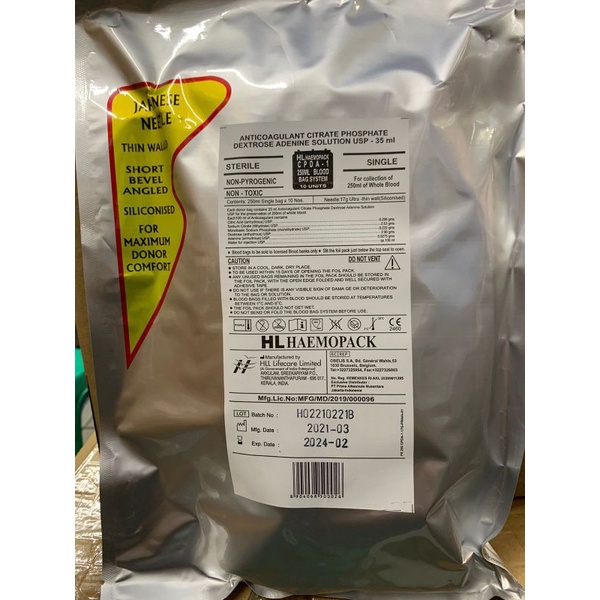 Jual Blood Bad Single 250 ml/kantong darah single 250 ml per pack isi ...
